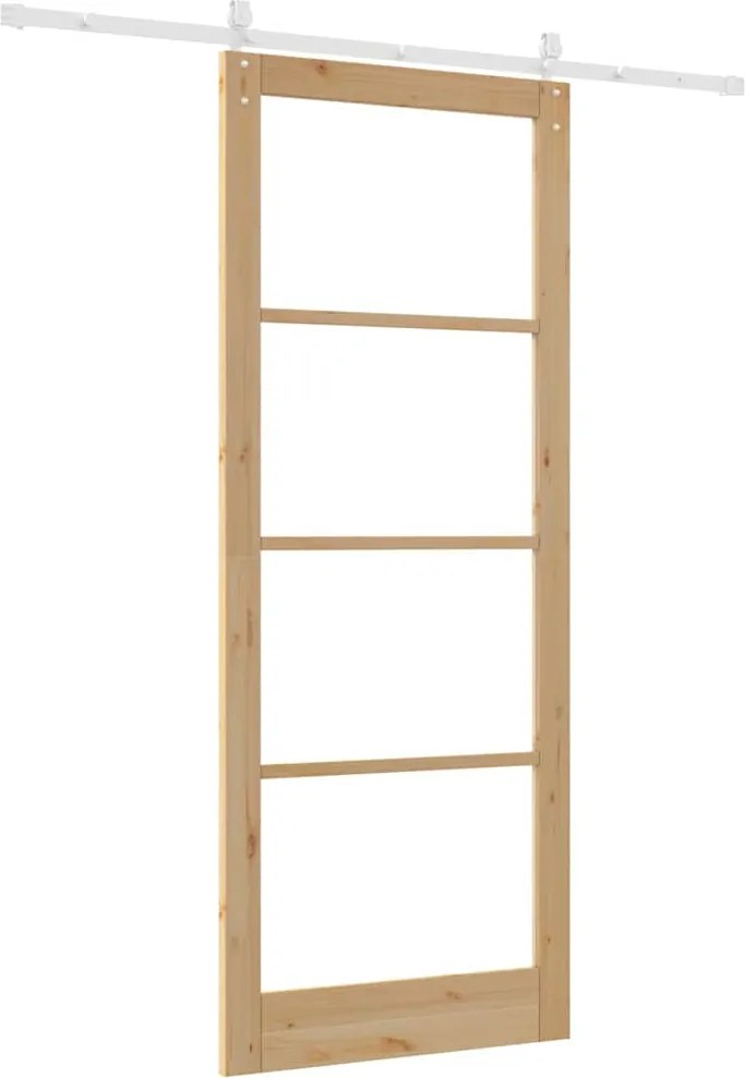 Posuvné dveře 93 x 232 cm Masivní borové dřevo a sklo Přírodní 3332431