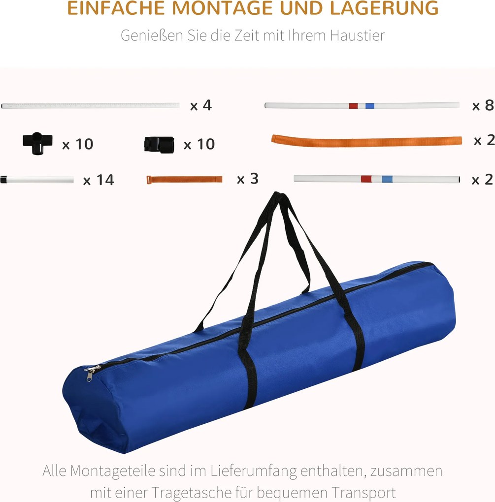 PawHut 3dílná souprava pro trénink agility pro psy včetně snadno přenosné tašky - plastová Bílá+Žlutá