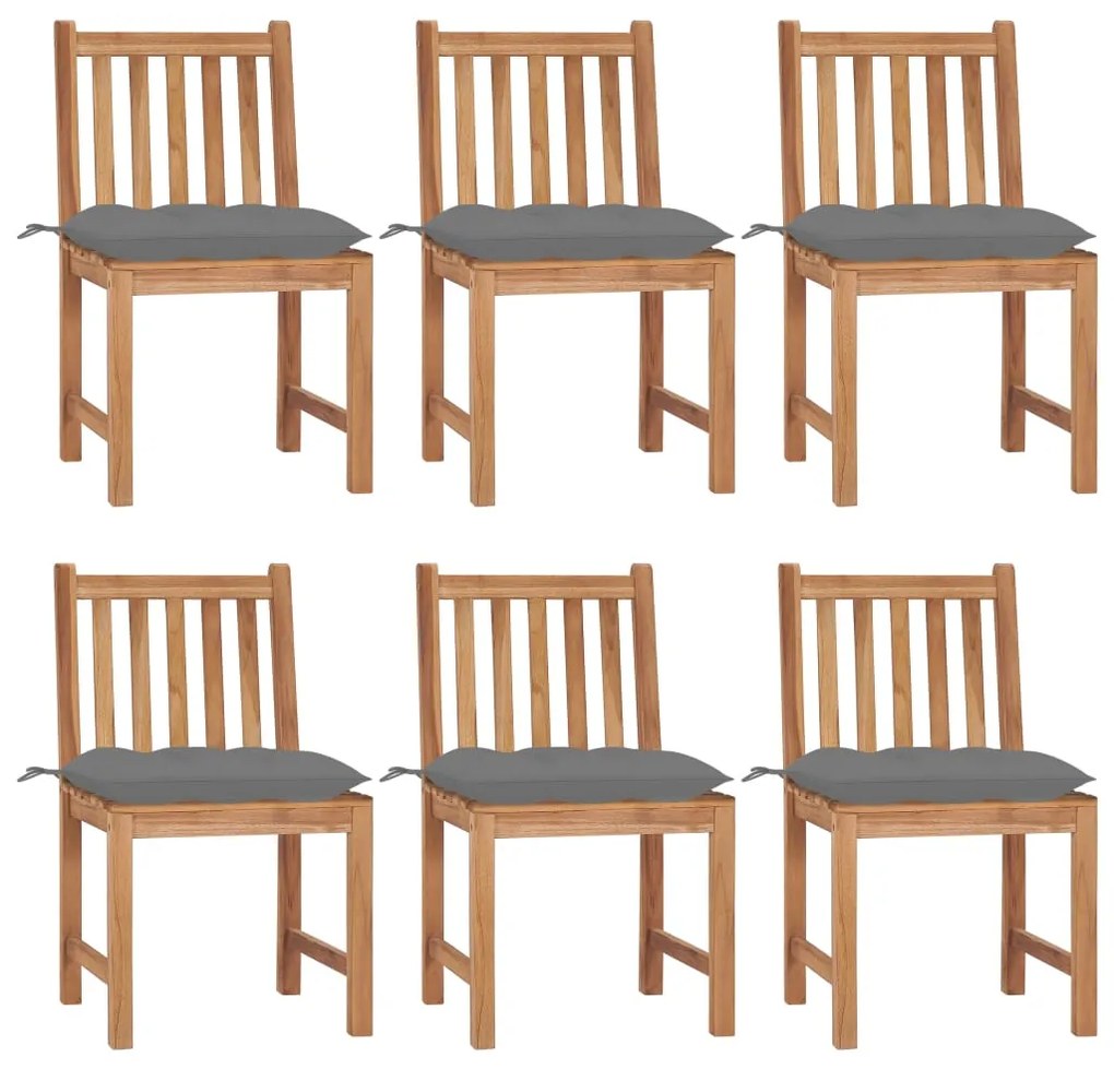 Zahradní židle 6 ks s poduškami masivní teak 3073131