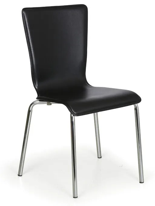 B2B Partner Kožená jídelní židle CAPRIO, černá, balení 4 ks