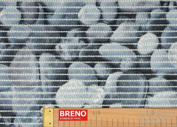 Breno Koupelnová pěnová předložka SOFTY-TEX 79910.7 oblázky, šíře 130 cm, Šedá/Modrá