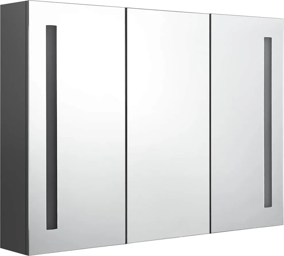 LED koupelnová skříňka se zrcadlem 89 x 14 x 62 cm šedá 326527
