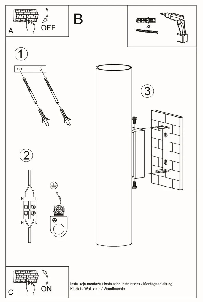 Nástěnné svítidlo Lagos, 1x bílé kovové stínítko