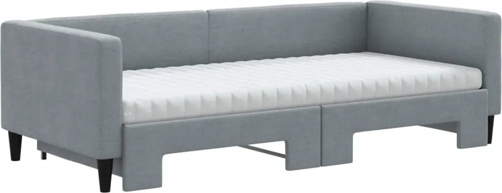Válenda s přistýlkou a matracemi světle šedá 90 x 200 cm textil 3196596