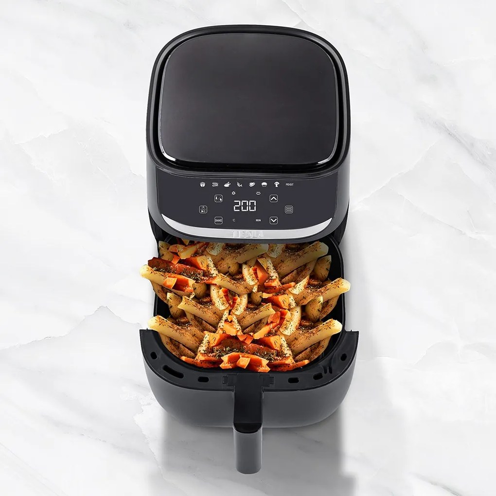 TESLA AirCook Q55 XL - multifunkční digitální horkovzdušná fritéza (černá barva)