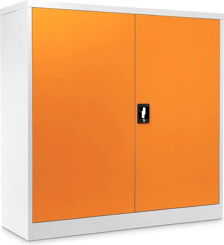 Střední univerzální kovová skříň 120 x 40 x 120 cm, cylindrický zámek, oranžová - ral 2004