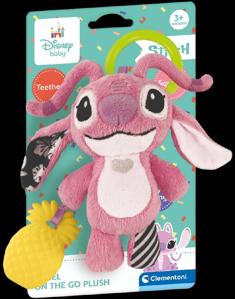 Baby Clementoni - Plyšové chrastítko s úchytem - Stitch Angel