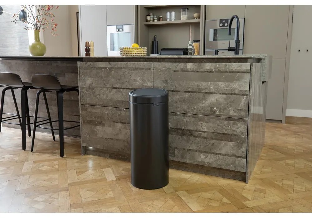 Tmavě šedý dotykový ocelový odpadkový koš 30 l Touch Bin – Brabantia