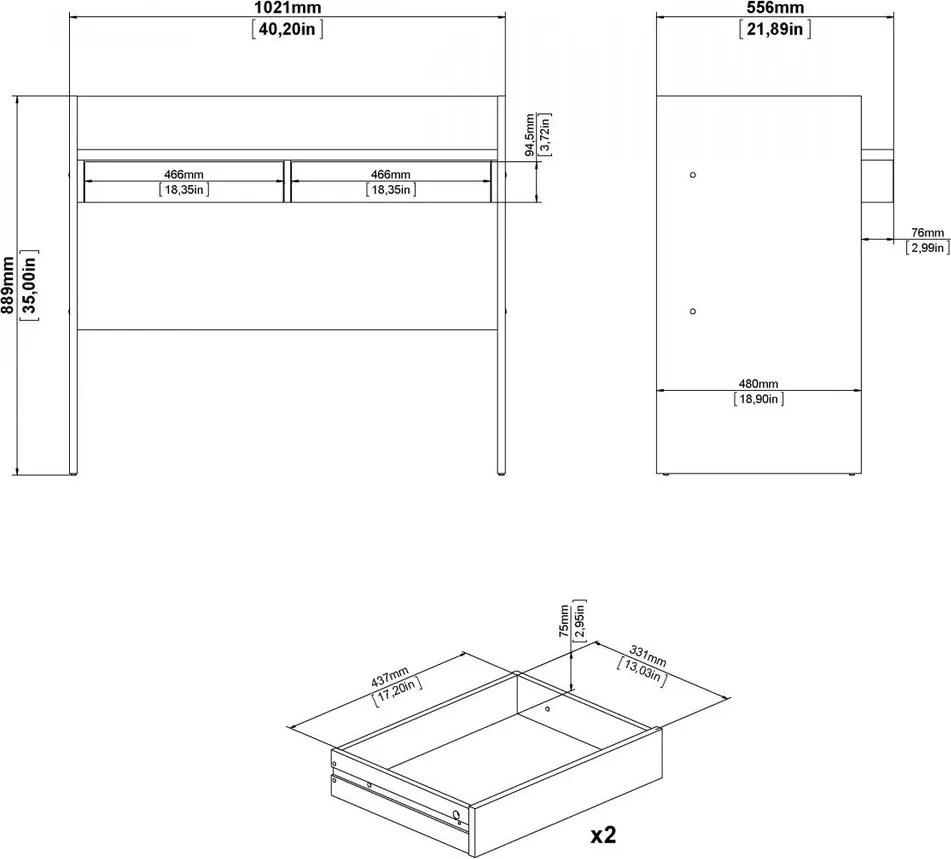 Odkládací stolek Felix, hikora jackson / bílá