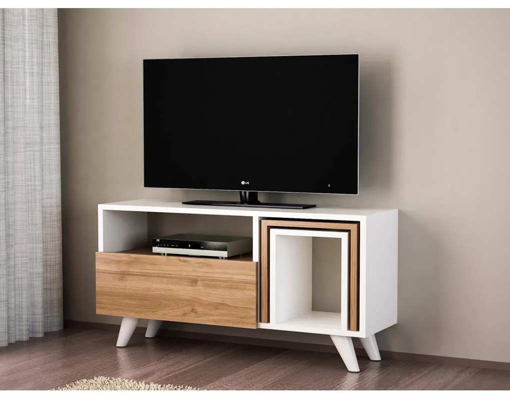 Asir | TV stolek NOVELLA 51x90 cm bílá/hnědá | AS0661