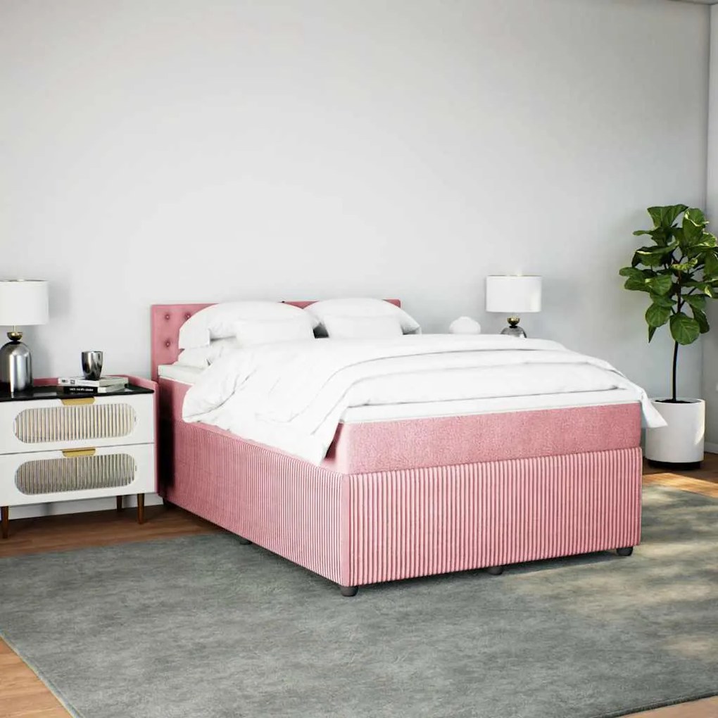 Box spring postel s matrací růžová 140x190 cm samet 3290051
