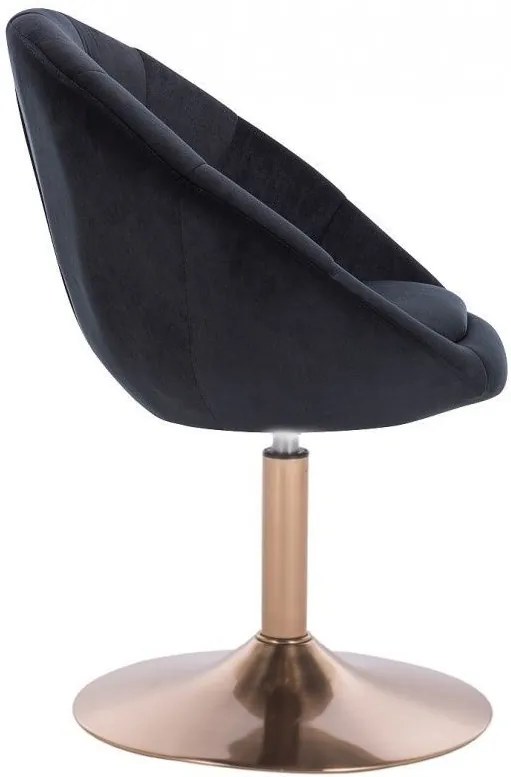 LuxuryForm DESIGN Otočné křeslo VERA VELUR na zlatém talíři - černé