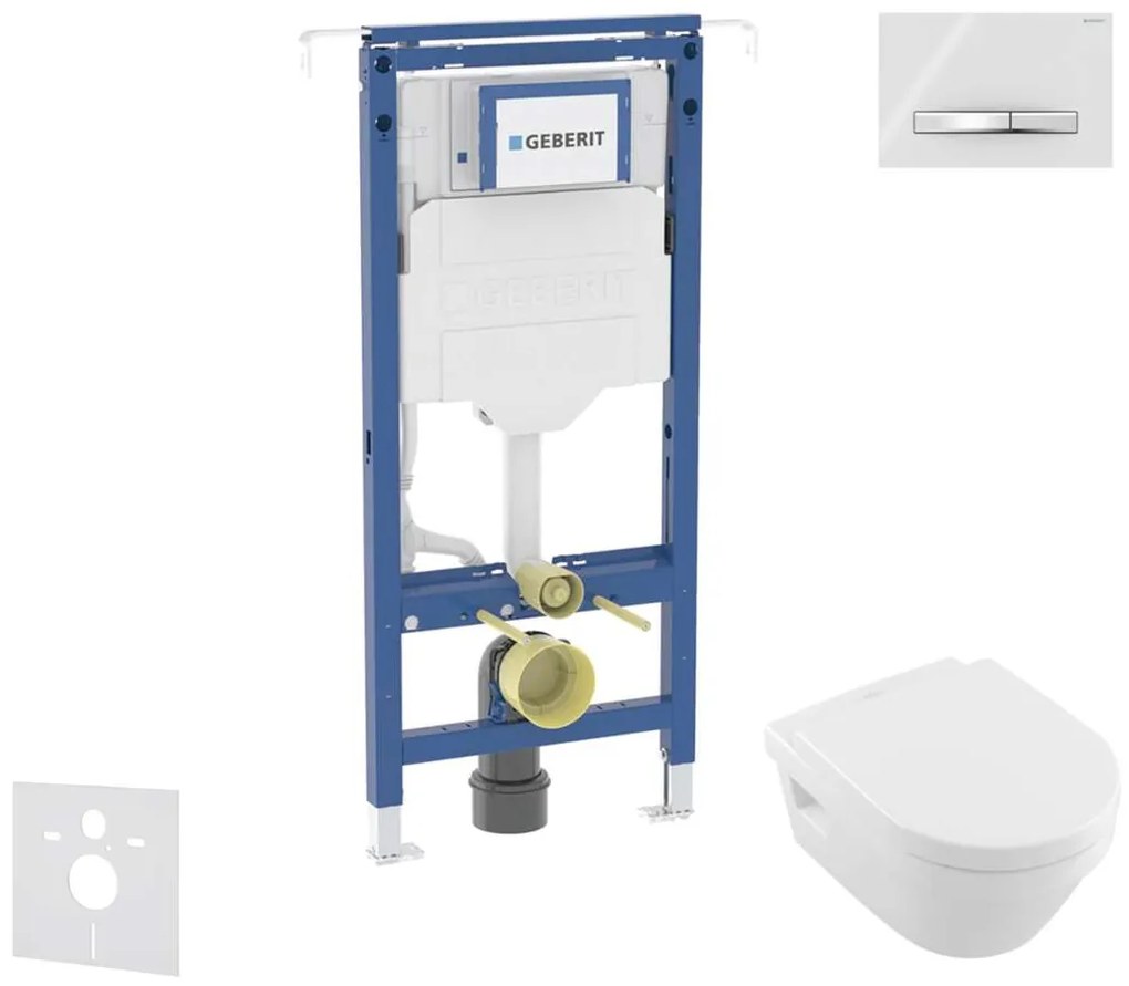 Geberit Duofix - Set předstěnové instalace, klozetu a sedátka Villeroy Boch, tlačítka Sigma50, DirectFlush, SoftClose, CeramicPlus, alpská bílá SANI11CK3110