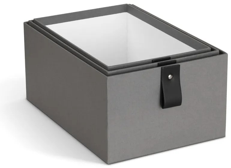 Šedé kartonové úložné boxy v sadě 3 ks 20,5x29,5x14,5 cm Aston Paper Laminate – Bigso