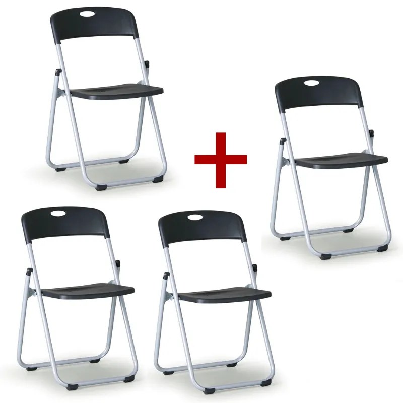 Skládací židle CLACK 3+1 ZDARMA, černá