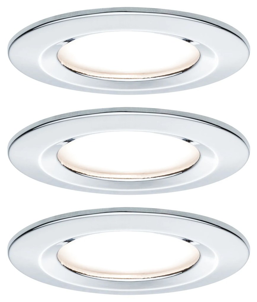 Paulmann 93463 LED Coin Nova round, set kulatých bodovek v chromové úpravě, 3x6,5W LED 2700K, prům.7,8cm, IP44