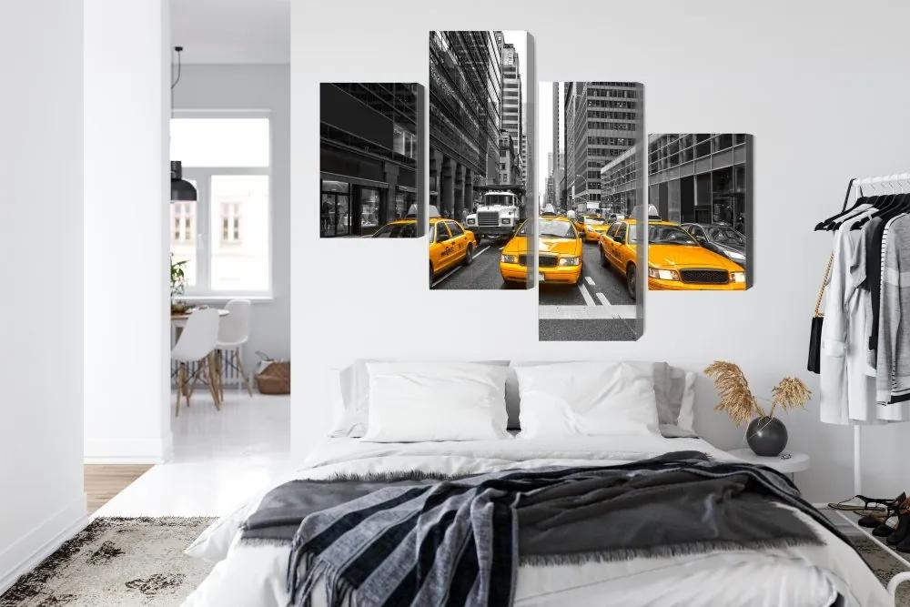Vícedílný obraz Žluté Taxíky V New Yorku Nedostatek Nedostatek Přírodní plátno 120x75
