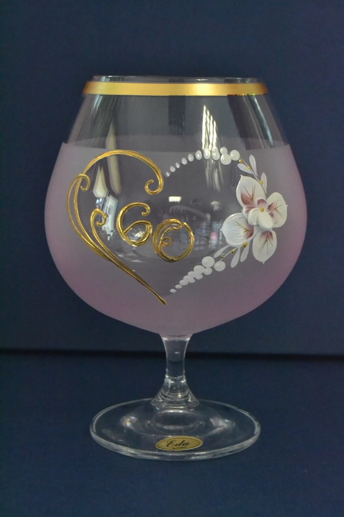 Výroční pohár na 60. narozeniny - BRANDY - růžový (v. 16 cm)