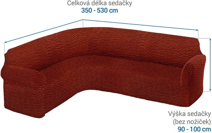 Bielastické potahy CRISTINA měděná rohová sedačka (š. 350 - 530 cm)