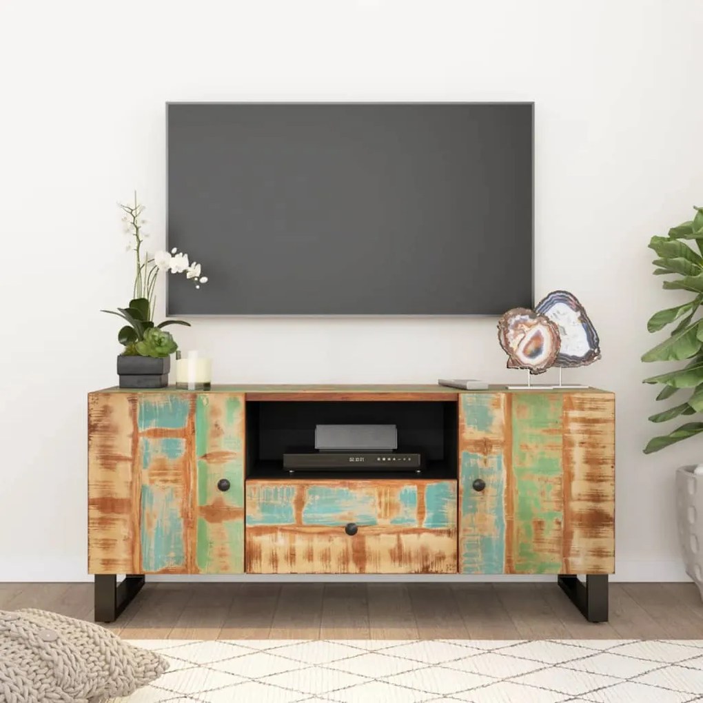 TV skříňka 105x33,5x46 cm masivní recyklované dřevo a kompozit