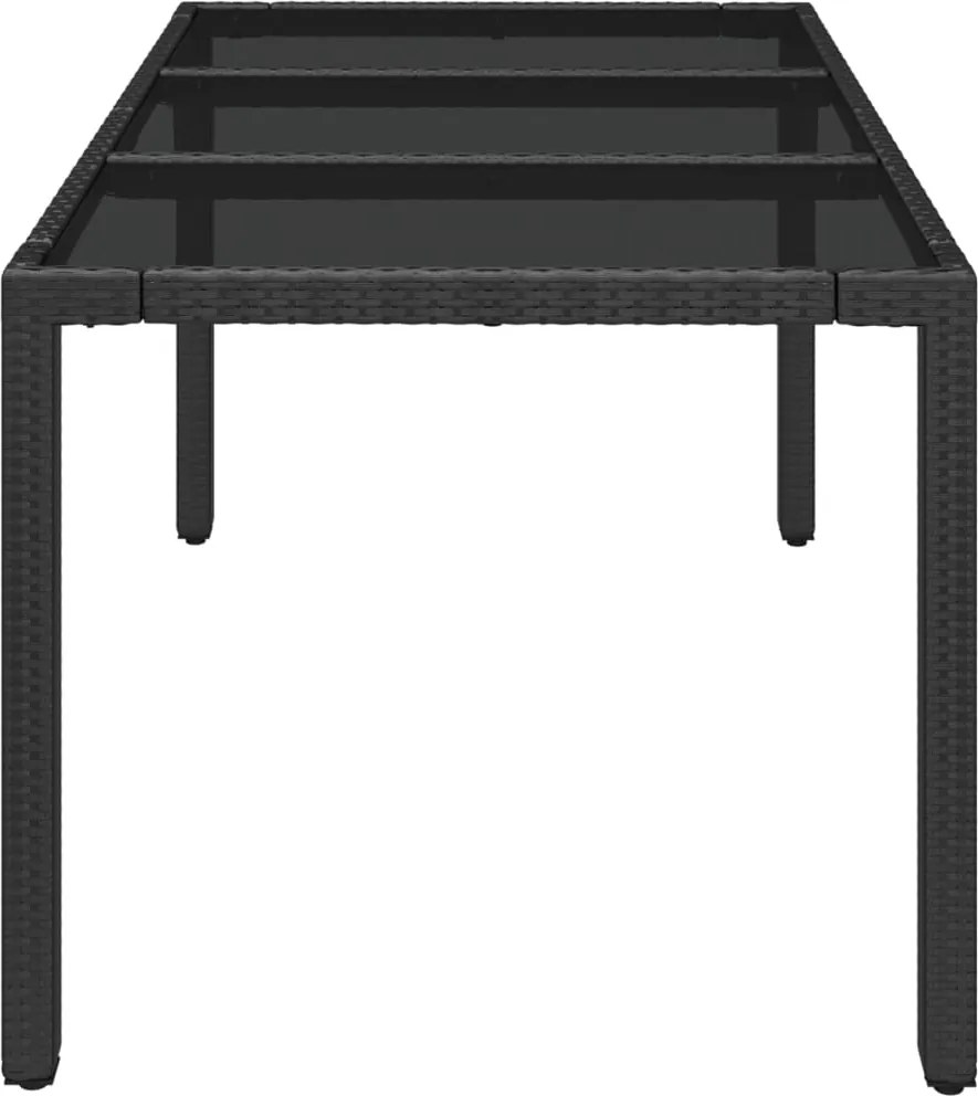Zahradní stůl se skleněnou deskou černý 150x90x75 cm polyratan 319899