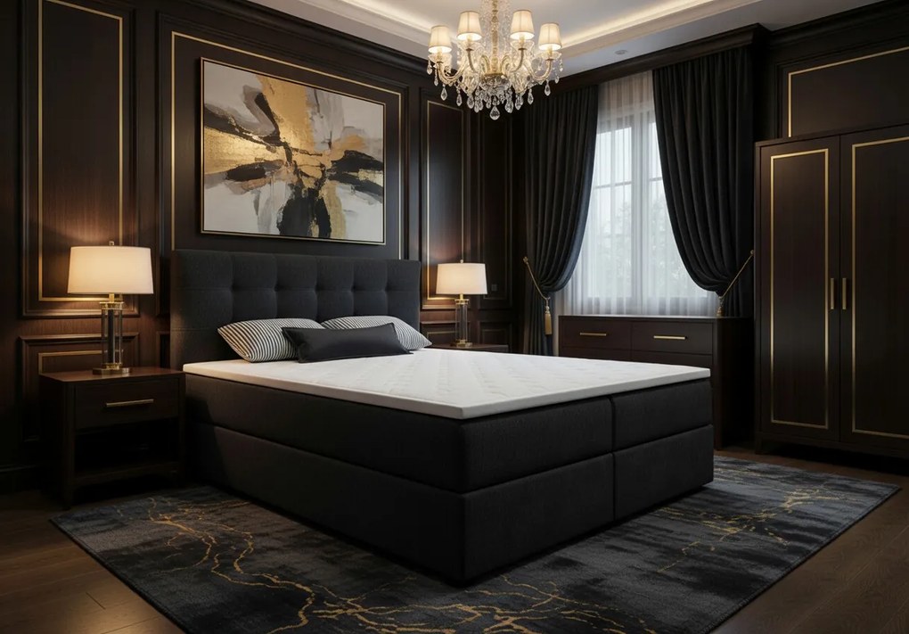 Manželská postel 180x200 s úložným prostorem STIG 2 - antracit