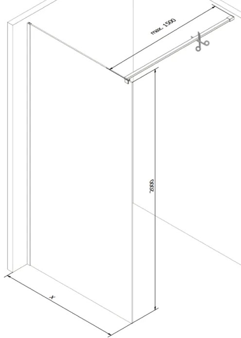 Mexen Kioto, sprchová zástěna 100 x 200 cm, 8mm sklo s žebrovým vzorem, chromový profil, 800-100-101-01-09