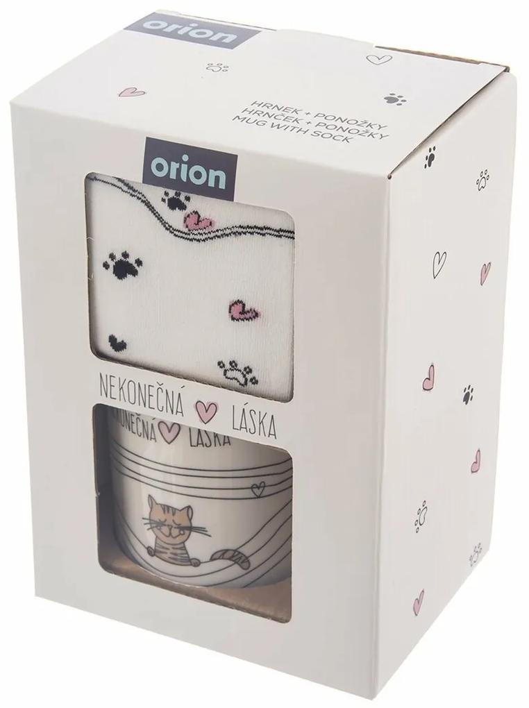 Orion Dárkový hrnek s ponožkami Nekonečná láska kočka 350 ml