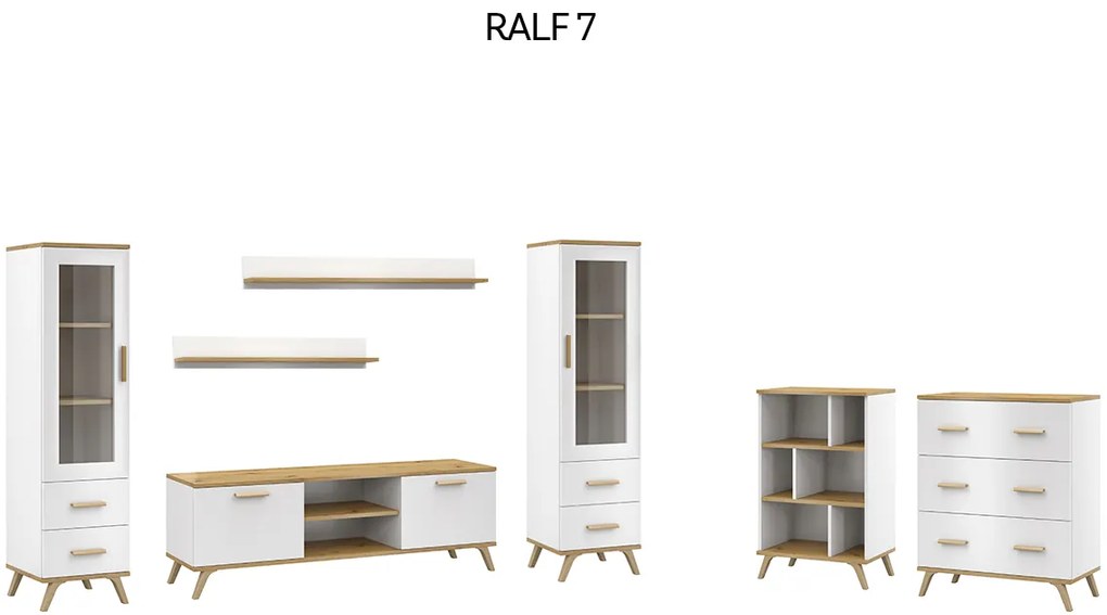 Obývací sestava RALF G Bílá + dub artisan