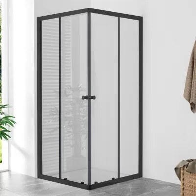 POINT Q BLACK 80x80 Clear Čtvercová sprchová zástěna