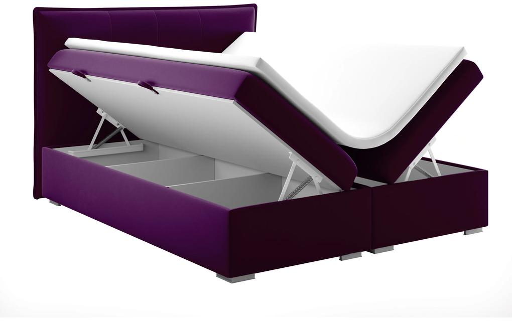 Kontinentální postel 160 cm Carla (fialová)(s úložným prostorem). 1044193