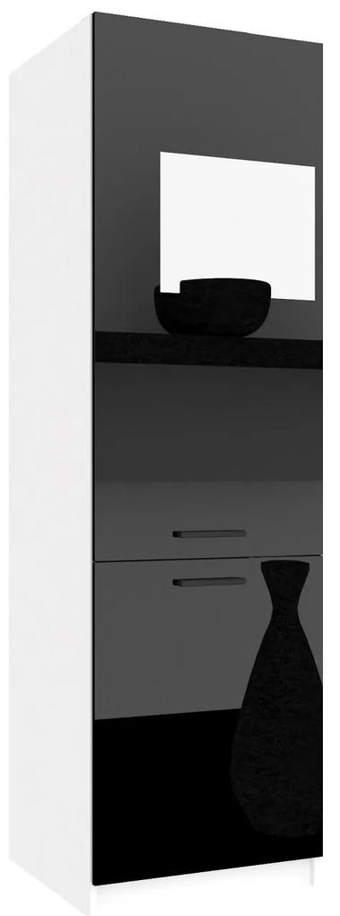 Vysoká kuchyňská skříňka Belini na vestavnou lednici 60 cm černý lesk  INF SSL60/1/WT/B/0/B1