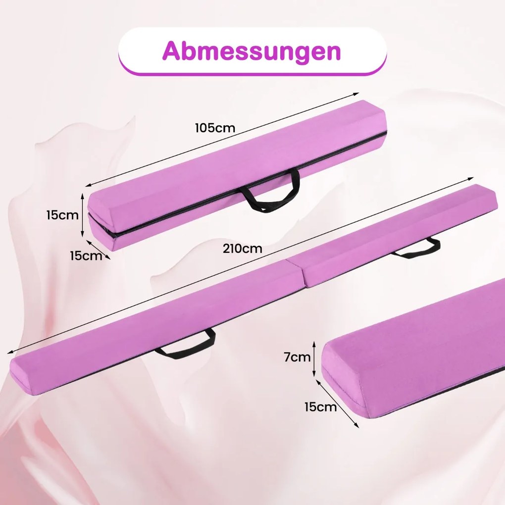 Costway Kladina gymnastická kladina 210 cm skládací gymnastická – fialová