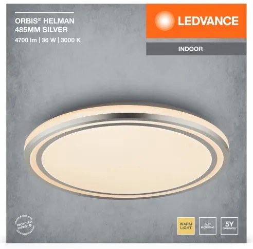 Ledvance - LED Stropní svítidlo ORBIS HELMAN LED/36W/230V pr. 48,5 cm stříbrná