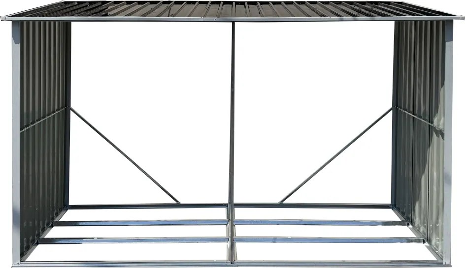 Přístřešek na dřevo, antracit/bílá, 302x121,5x191 cm, DARYL TYP 3