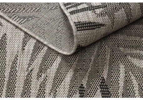 Dywany Luszczow Kusový koberec SIZAL FLOORLUX 20504 LISTY stříbro / černý DŽUNGLE Rozměr koberce: 140 x 200 cm