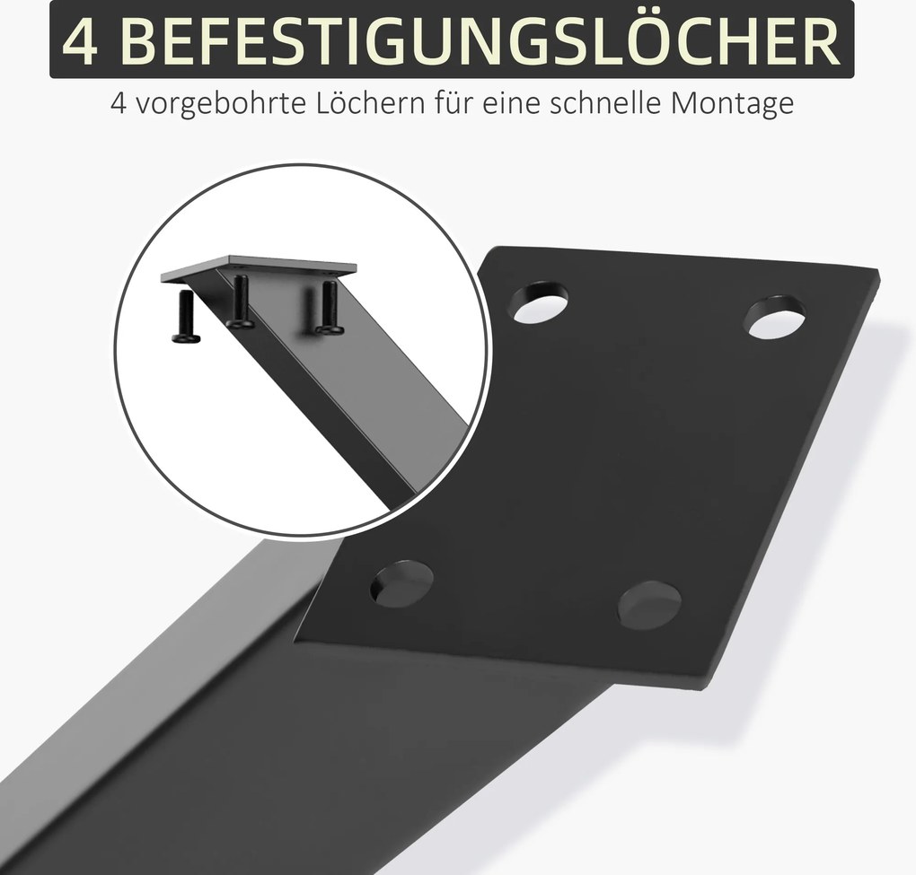 HOMCOM Stolové nohy 2 kusy ve tvaru X z oceli pro jídelní stůl psací stůl černý 72cm stabilní a moderní