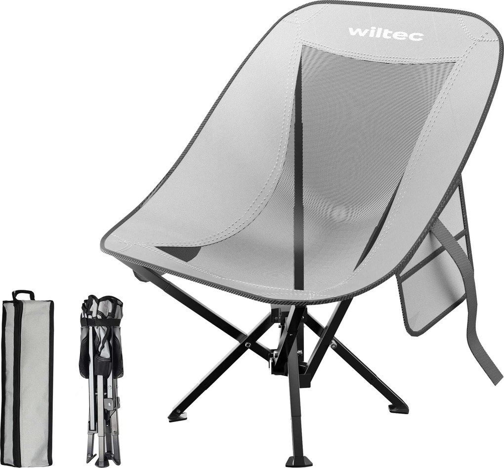 Skládací židle Wiltec – 100 kg, černá / šedá (64653)
