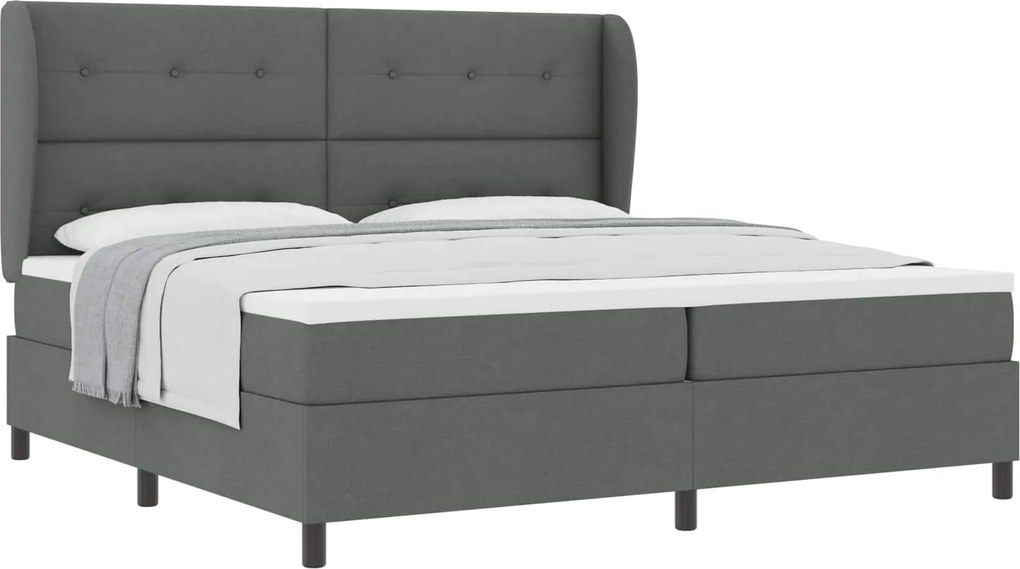 Postel s boxspringem s čelo Tmavě šedá 200 x 200 cm textil 3340586