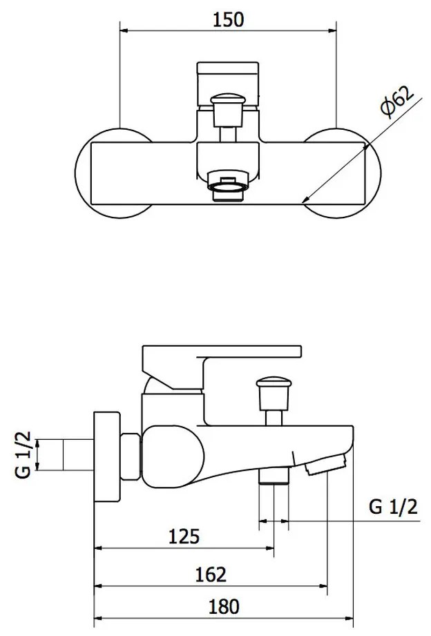 Teorema Sigma - vanová baterie nástěnná, chrom 8Z160