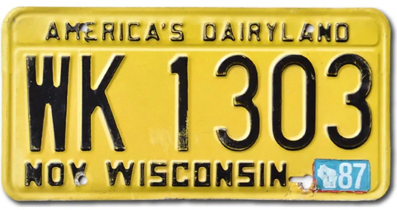 Americká SPZ Wisconsin 1987 Dairyland WK 1303