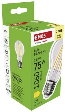 Emos lighting LED žárovka Filament A60 / E27 / 7,8 W (75 W) / 1060 lm / teplá bílá 1525743205