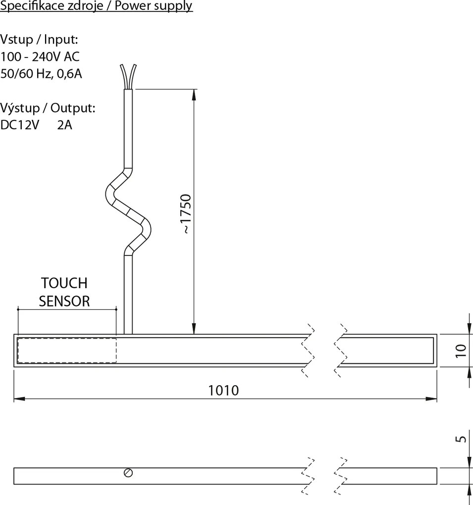 Sapho Sapho, LOREA LED pásek 101cm, 1W, studená bílá