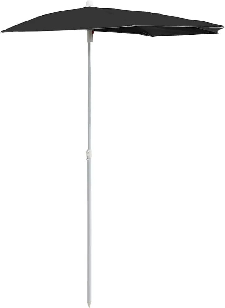 Zahradní půlkruhový slunečník s tyčí 180 x 90 cm černý 315565