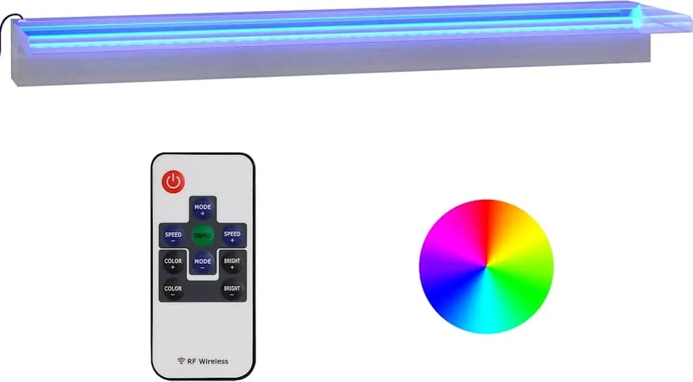 Přelivový vodopád s RGB LED osvětlením nerezová ocel 90 cm 151411
