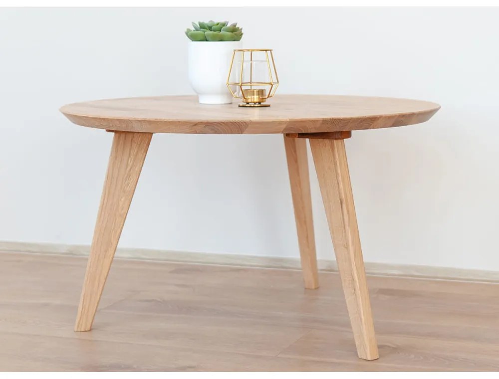 Massive home | Konferenční stolek kulatý, dub, barva přírodní dub, kolekce Orbetello, rozměr 70 cm