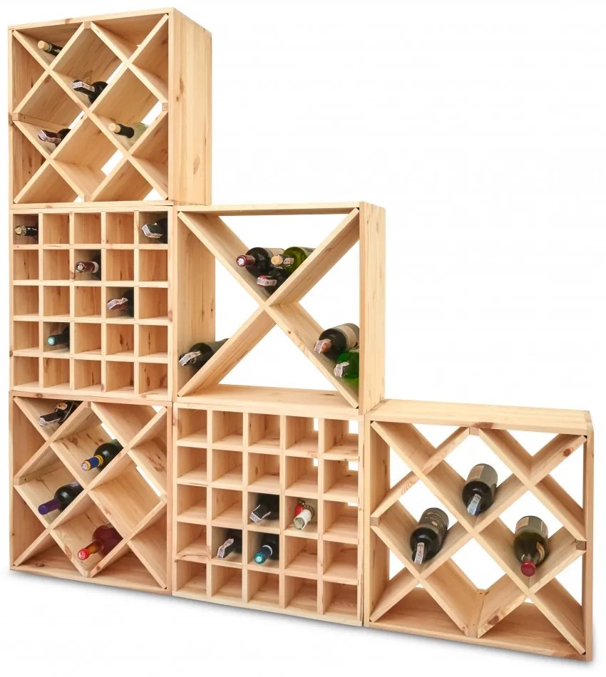 ČistéDřevo Dřevěný regál na víno plástev medu 52 x 52 x 25 cm - 1 ks