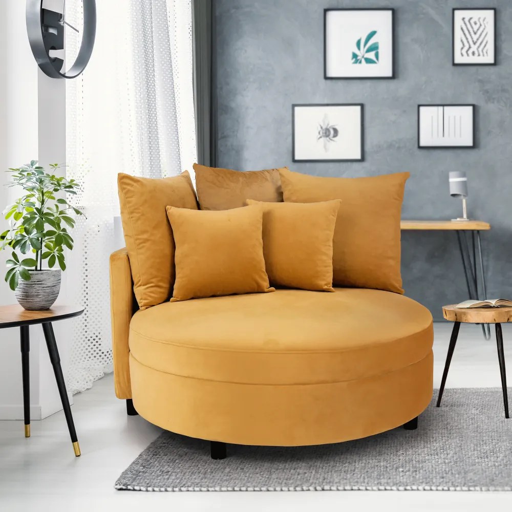 Designové křeslo SALOTO — látka, žlutá