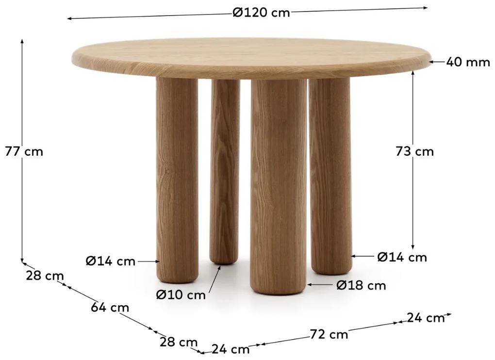 OnaDnes -20% Dřevěný jídelní stůl Kave Home Mailen 120 cm