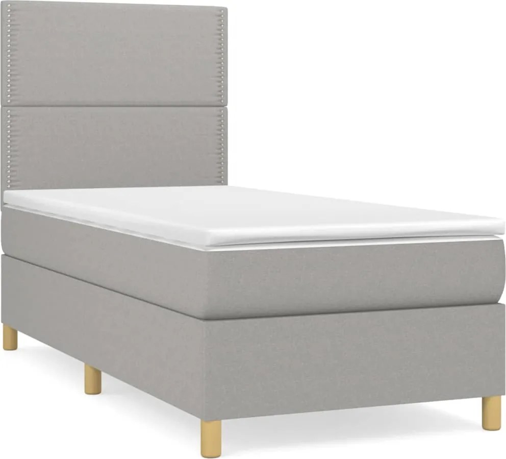 Box spring postel s matrací světle šedá 90x200 cm textil 3142225